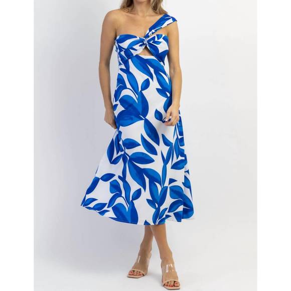 Fore | Dresses | New Fore Tahiti One Shoulder Dress In Blue Leaf | Poshmark